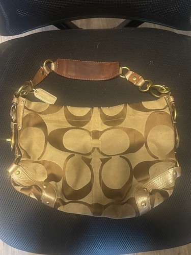 VINTAGE Authentic Coach 10619 Carly Brown Tote Purse Signature Hobo ...