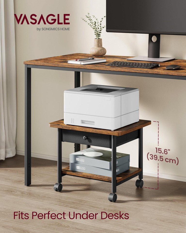 Heavy-Duty Printer Stand with Locking Wheels, 2-Tier Mobile Cart ...