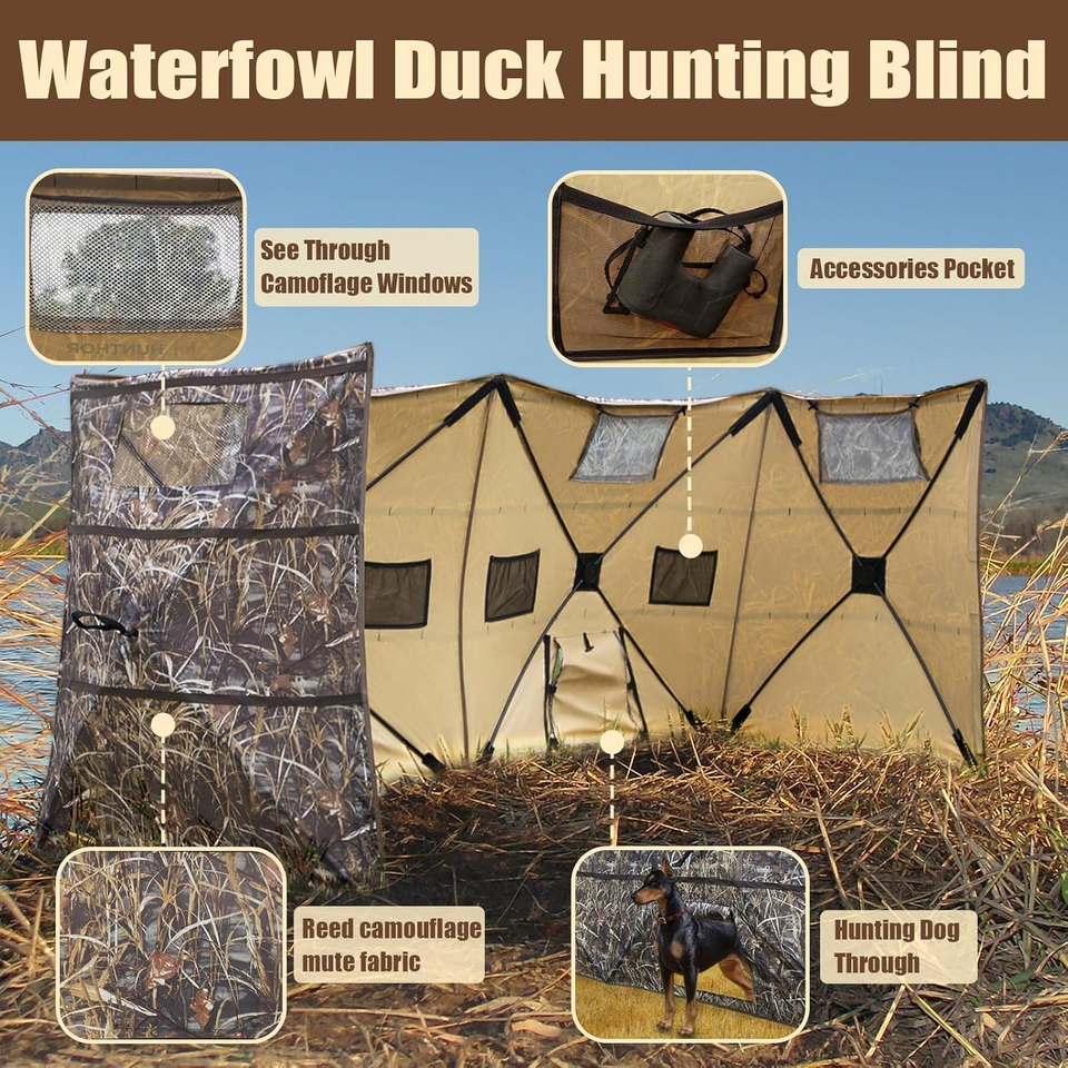 Camo 4-Panel Pop-Up Duck Blind Tent for 3-4 People with Dog Door ...
