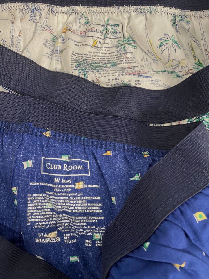 $25 Club Room Men's White Blue Cotton Graphic 2-Pack Underwear Boxer ...