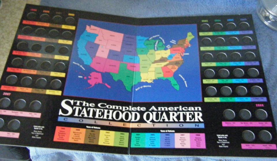 The Complete American Statehood Series Quarters Collector Map 1999-2008 ...