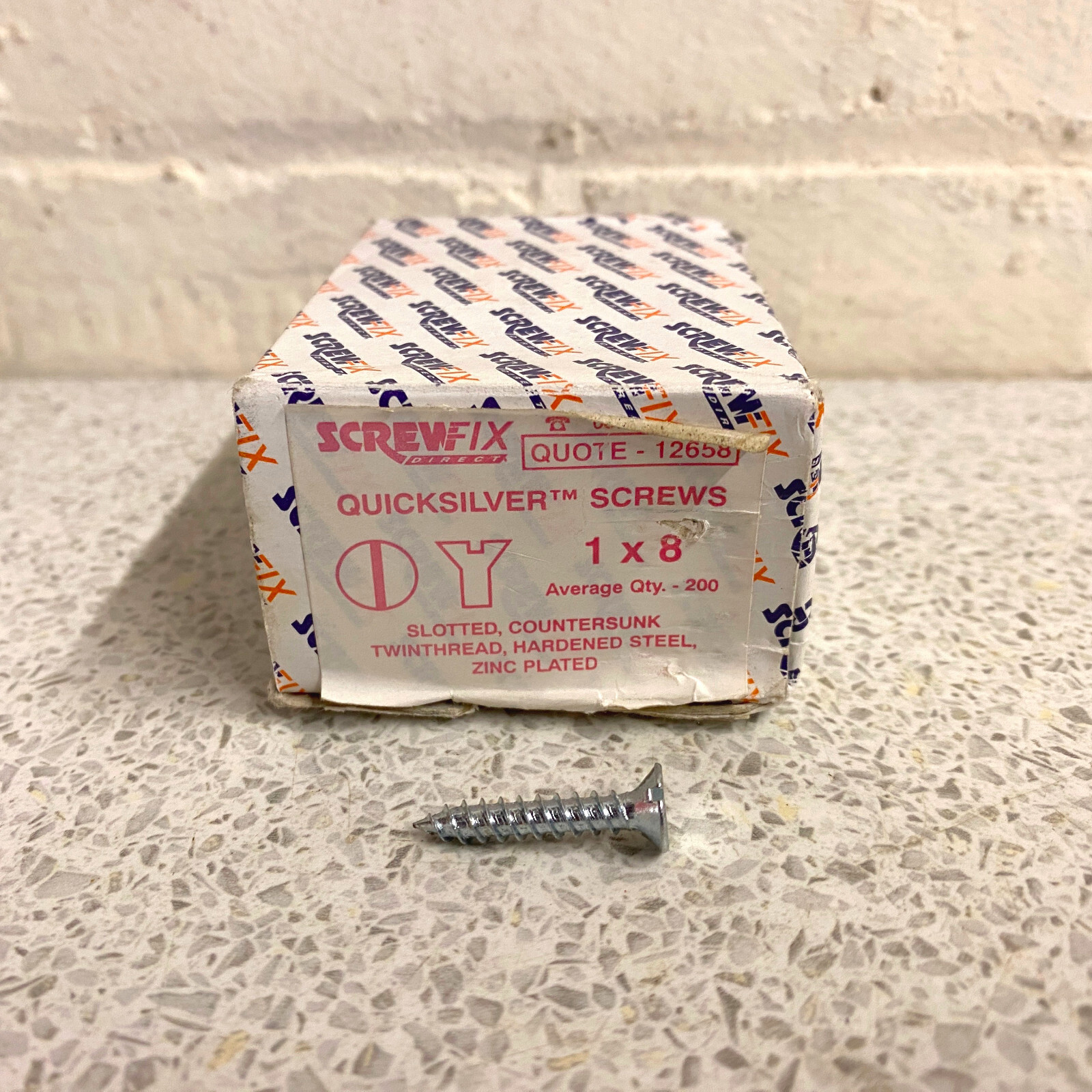 179 x Screwfix 1" x 8 Quicksilver Slotted Countersunk Steel Screws Box ...