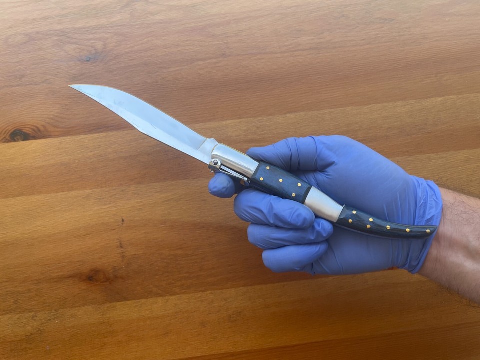 5.11" Arabian Style Spanish Navaja Folding Knife Blue Wood Scales with ...