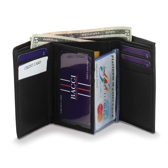 Personalized Mens Black LeatherTrifold Wallet Deluxe, First Name ...
