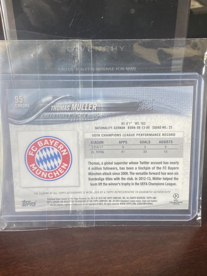 2017-18 Topps Chrome UEFA Champions Thomas Muller AUTO Autograph Bayern ...