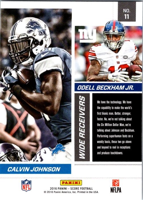 2016 Score #11 Calvin Johnson / Odell Beckham Jr. Reflections 3i | eBay