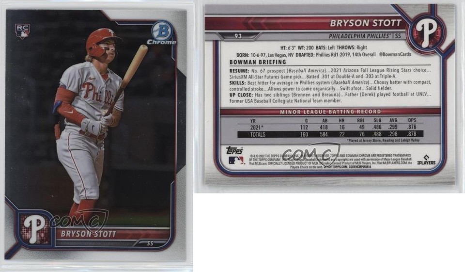 2022 Bowman Chrome Bryson Stott #93 14p0 | eBay