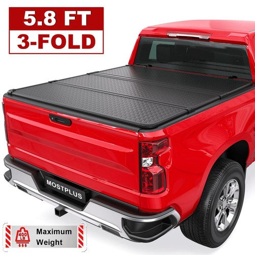 3-Fold 5.8FT Hard Solid Tonneau Cover For 14-18 GMC Sierra Chevy ...