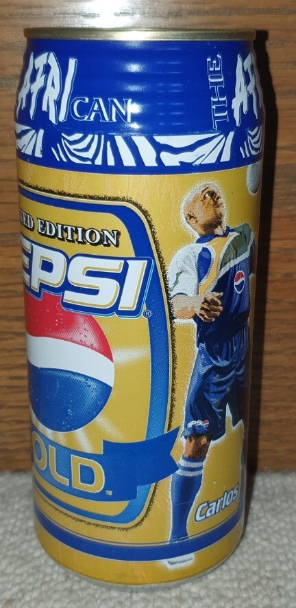 rare PEPSI Cola GOLD AFRI CAN soccer ROBERTO CARLOS can NAMIBIA soft ...
