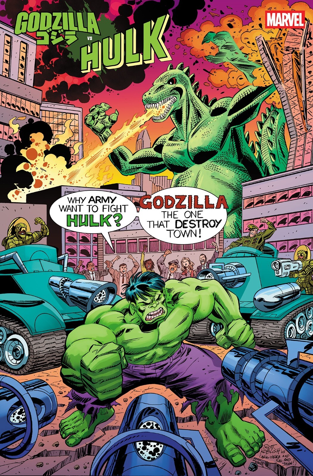 GODZILLA VS. HULK #1 SCOTT KOBLISH CLASSIC VARIANT MARVEL 2025 NEW NM ...