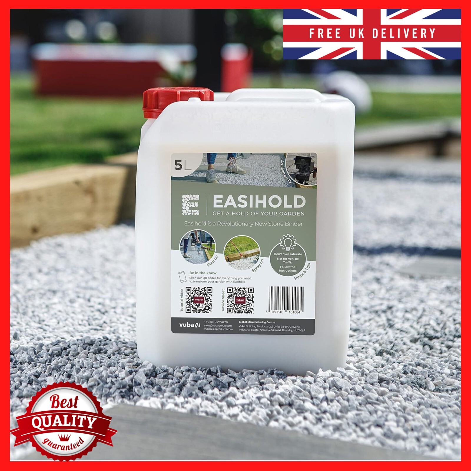 5L XL Gravel Binder for Bonding Stones, Bark and Gravel on Borders Non ...