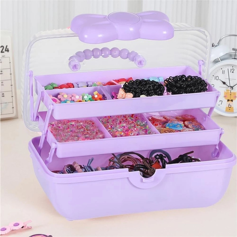 Cute Girls Hair Accessories Storage Box, Plastic Hair Ties Holder Hair ...