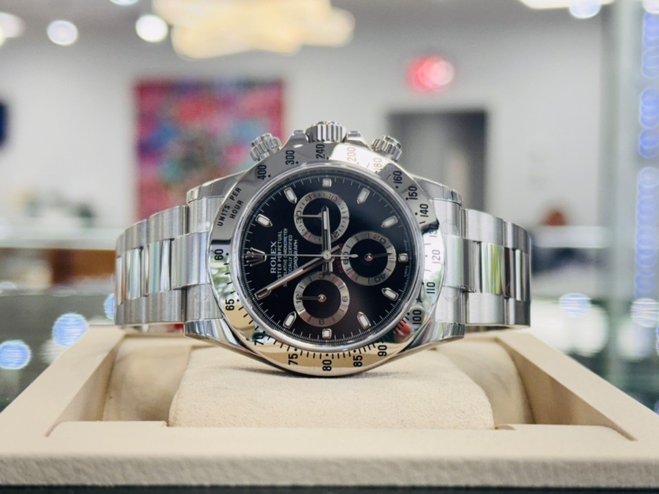 Rolex Cosmograph Daytona 116520 Black Dial Steel Watch BOX/PAPERS ...