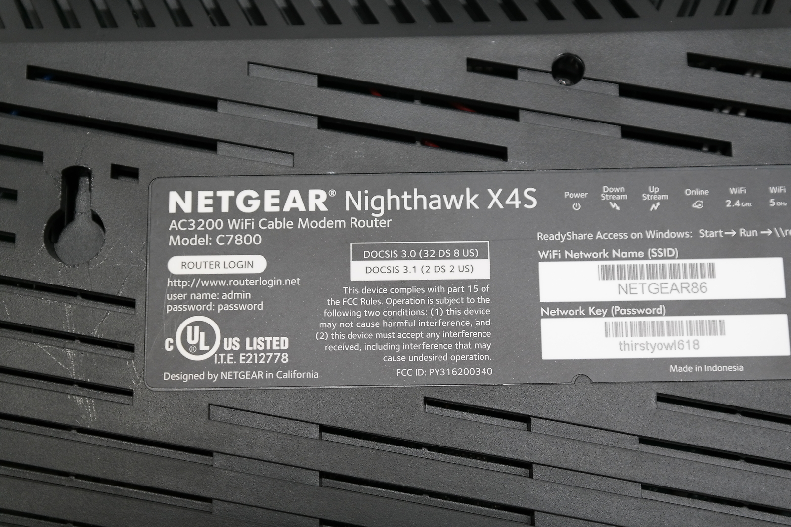 Netgear C7800 Nighthawk X4S AC3200 WiFi Cable Modem Router 695974856229 ...