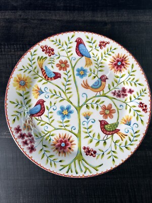 Set of 2 Ceramic Bico Red Spring Bird Salad Plates 8.75 inch Microwave ...