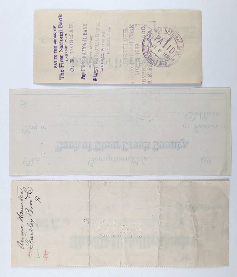 Lot 10 Mixed Antique Colorado Bank Checks Cripple Creek Denver Berthoud ...
