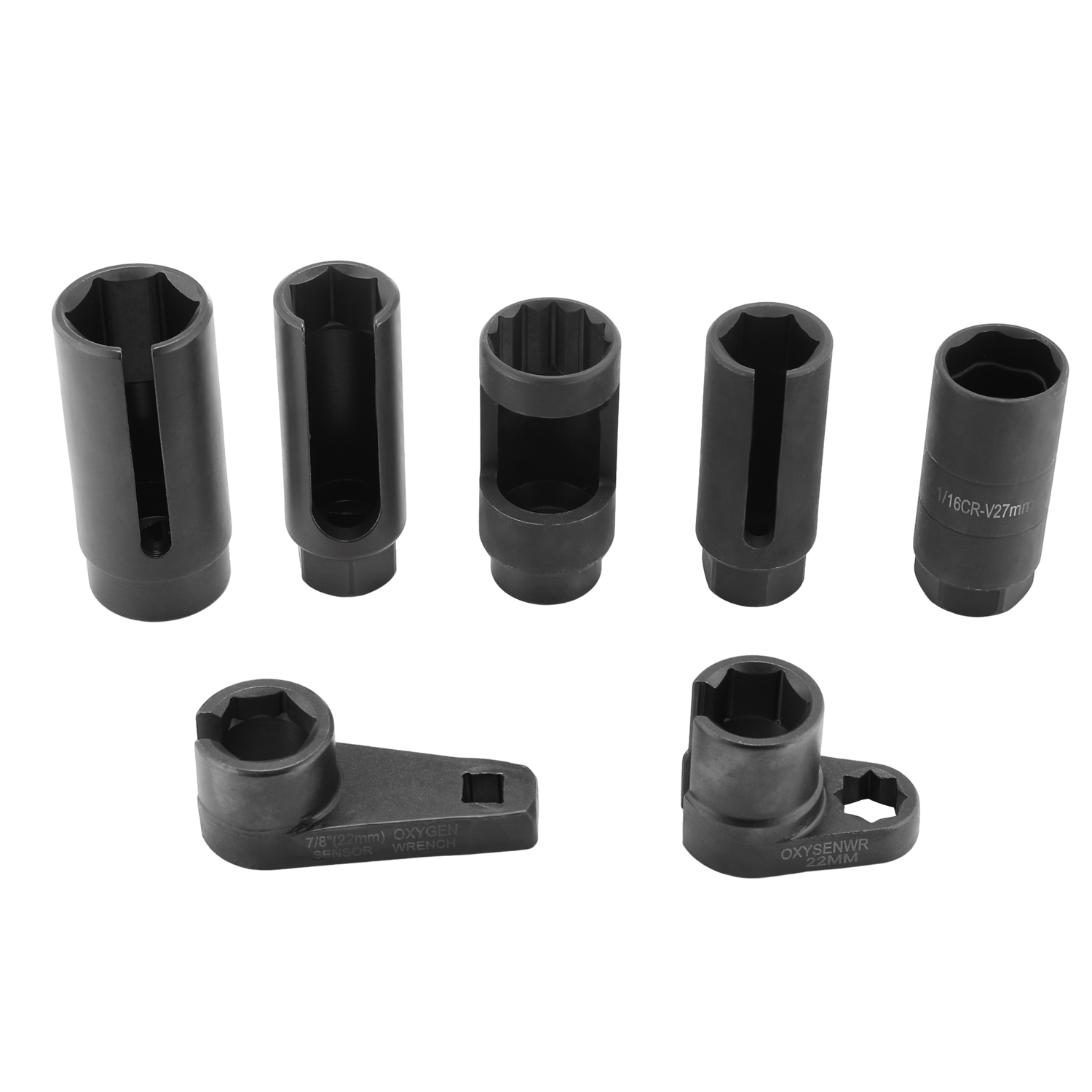 7PC OXYGEN LAMBDA SENSOR SOCKET REMOVAL SET TOOL KIT ENGINE 22MM/27MM ...