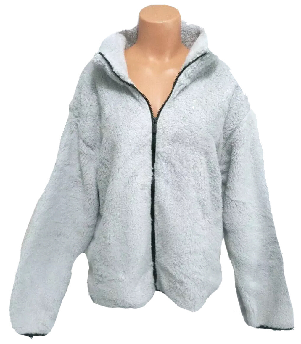 Victorias Secret Pink TEDDY FULL ZIP SHERPA Jacket OVERSIZED Sweater ...