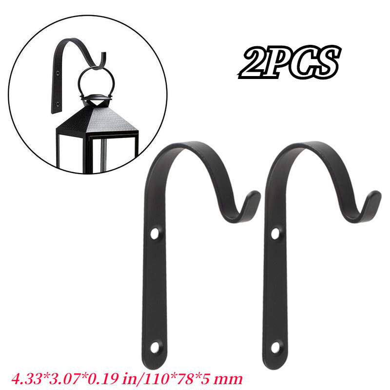 2x Metal Wall Hook Brackets Bending Garden Hanging Basket Plants Hanger ...