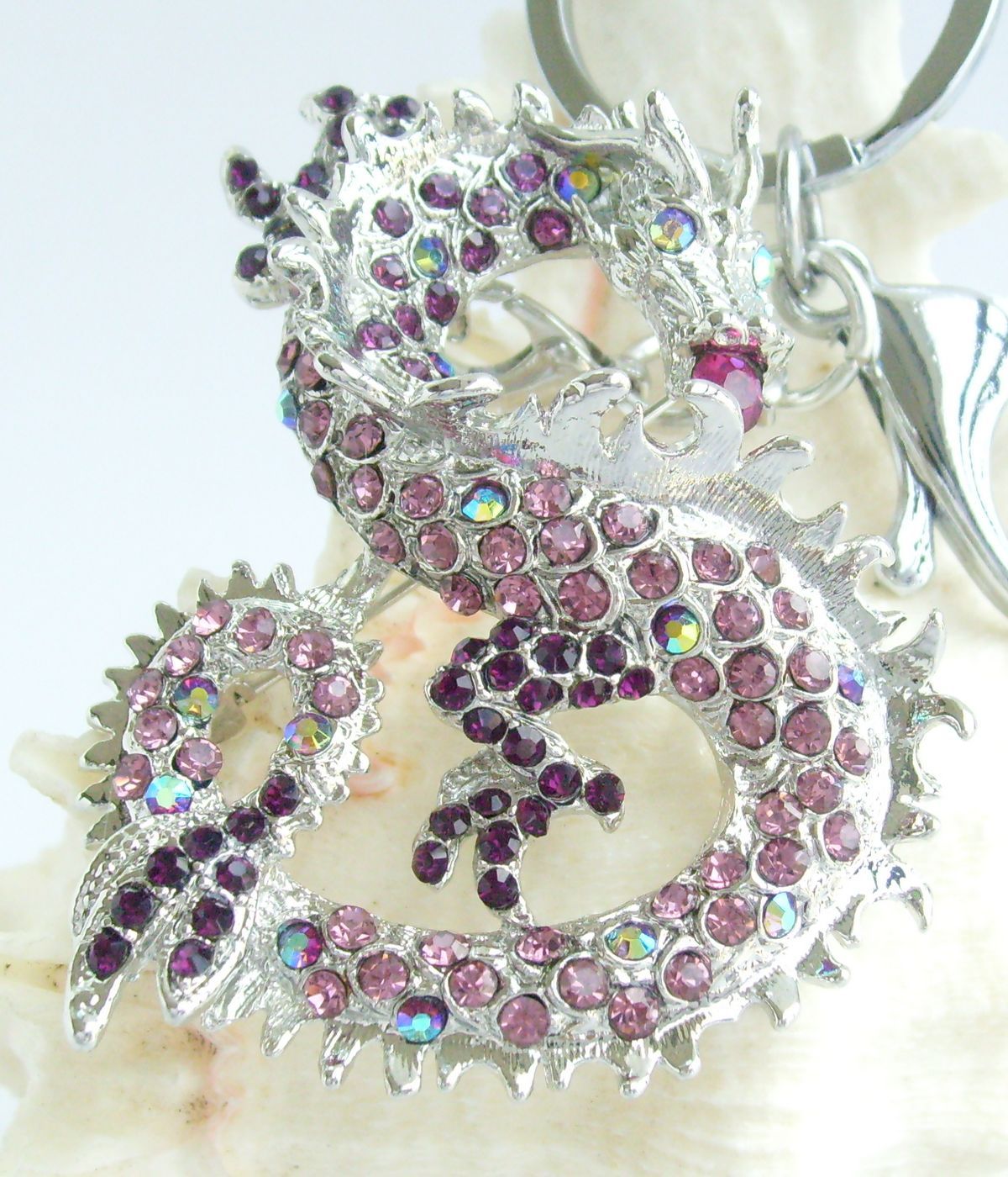 2.36" Unique Chinese Dragon Keychain Pendant Rhinestone Crystal KP02980 ...