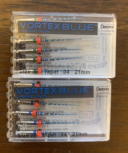 2 pk 21mm .04 Asst Vortex Blue Rotary Files Dentsply Tulsa Dental Root ...