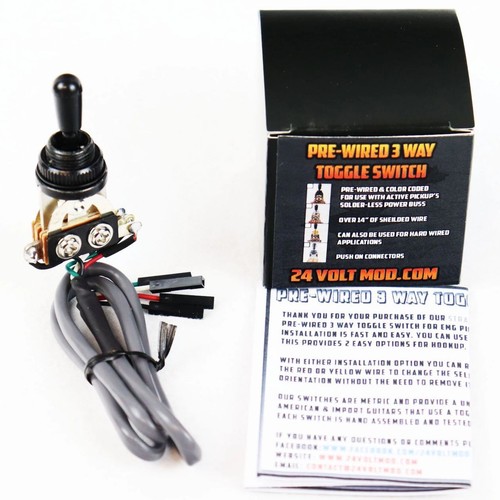 Black 3 Way Toggle Switch Guitar Pre-Wired for EMG Solderless 6" 18 ...