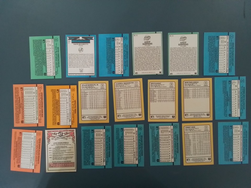 New York Yankees Donruss- 20 Card Lot - Righetti, Maas, Pinella, John ...