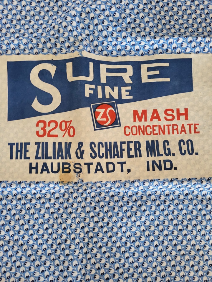 2 VINTAGE PRINTED FEED SACKS W/ORG. PAPER LABELS-NOS-ZILIAK CO ...