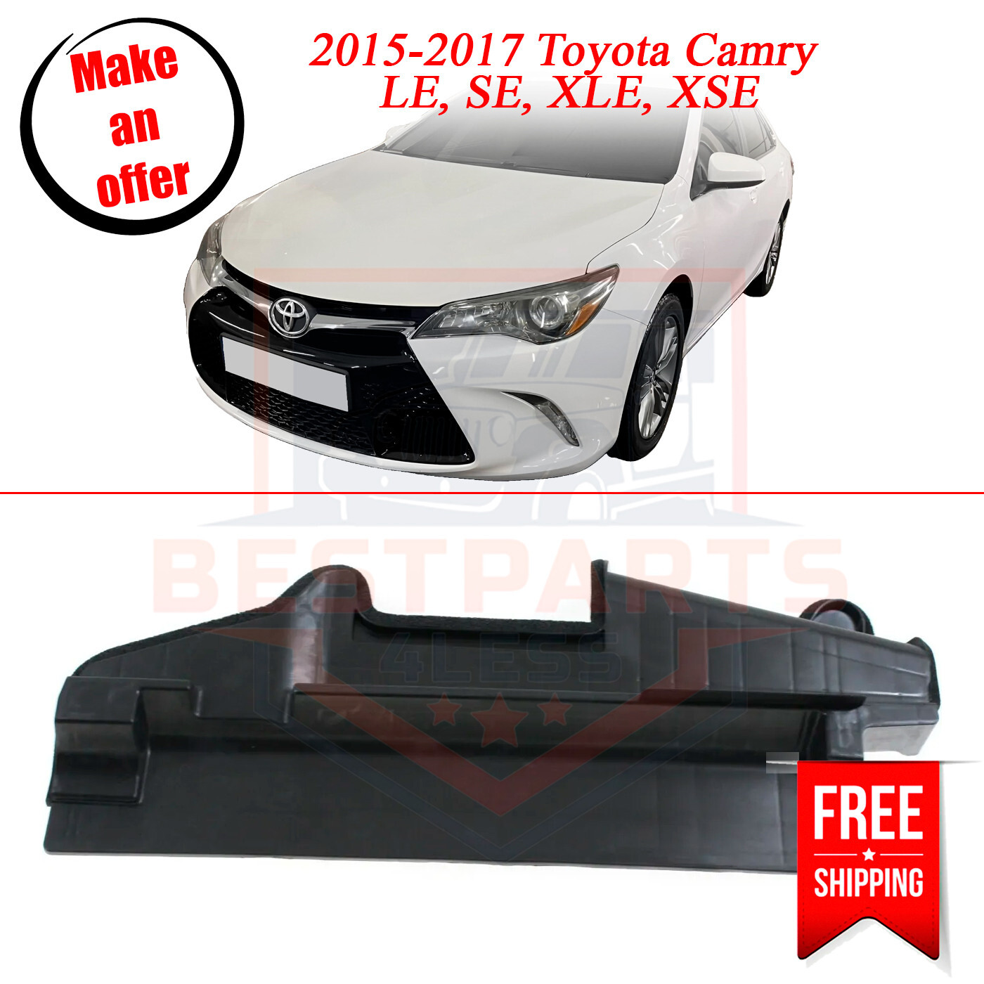 Air Deflector 5329406340 left side for 2015-2017 Toyota Camry LE, SE ...