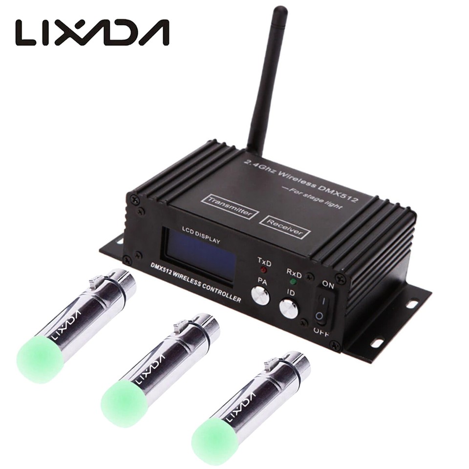 Lixada 2.4G ISM Wireless DMX512 Stage Light Receiver Transmitter Kits ...