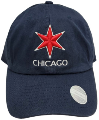 Chicago Star Slouch Hat Dad Cap Puff 3-D Embroidery Navy Buckle Back | eBay