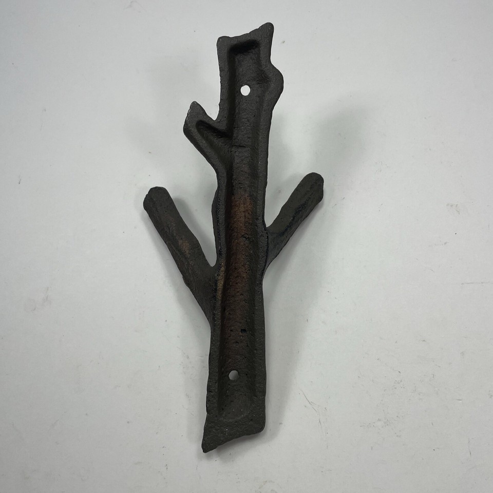 Solid Bronze Hat Coat Rack Wood Tree Wall Mounted Two Hooks | eBay
