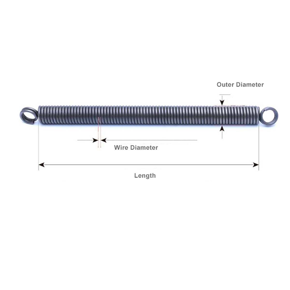 Dia 0.3~6mm x L 300mm Extension Expansion Tension Spring Loop Ends ...