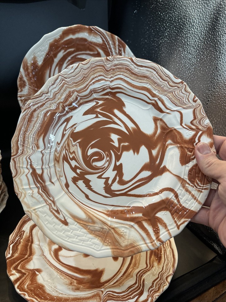 Alaska Native Sitka Clay Pottery Marbled Glaze Set Of 10 Dinner Plates ...