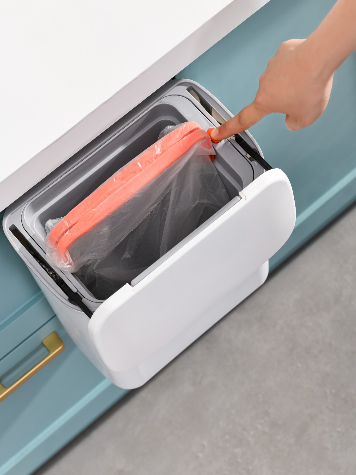 9L Wall Waste Bin with Lid Handle And Inner Barrel Trash Can with ...