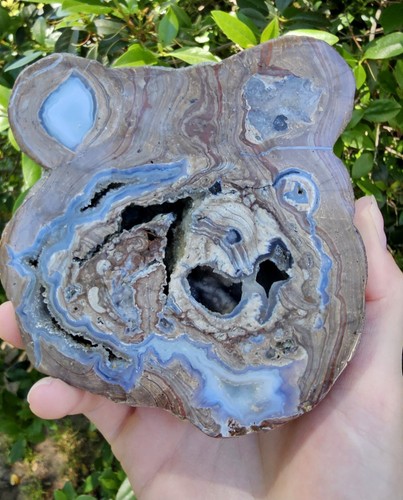 Large Half Lava Cap Thunder Egg Colorful Sky Blue Banded Agate Geode | eBay