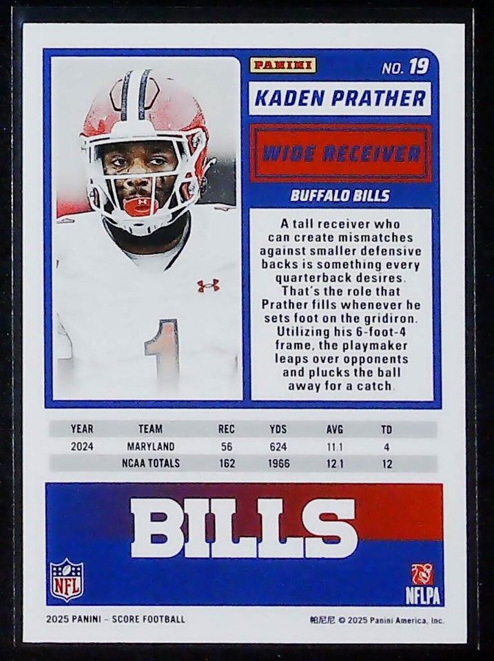 2025 Score-A-Treat Kaden Prather #19 Buffalo Bills | eBay