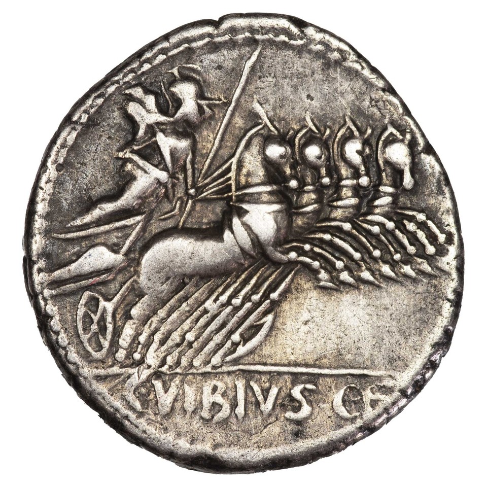 République romaine VIBIA Denier 90 BC Apollon Quadrige argent B.2 RRC ...