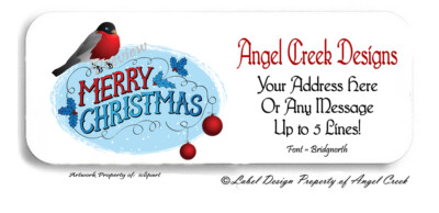 Merry Christmas Robin Bird Holiday Personalized Return Address Labels ...