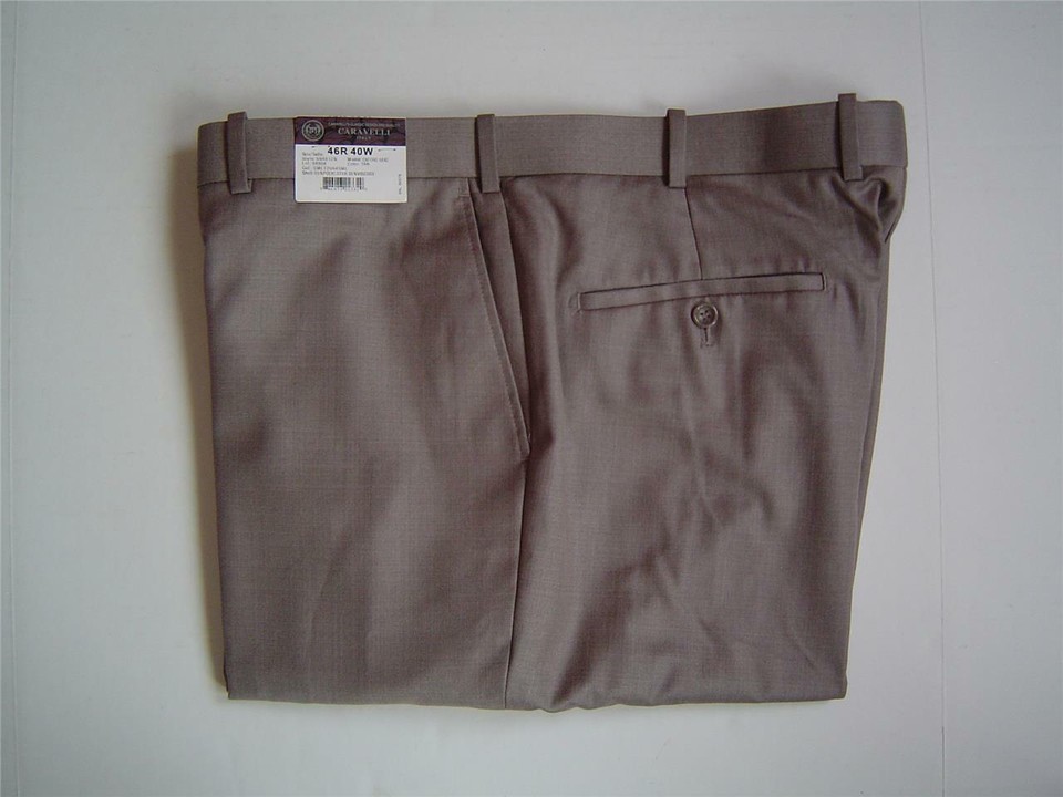 New Men's Caravelli Tan Dress Pants Flat Front w/ Belt Loops 40 Waist ...