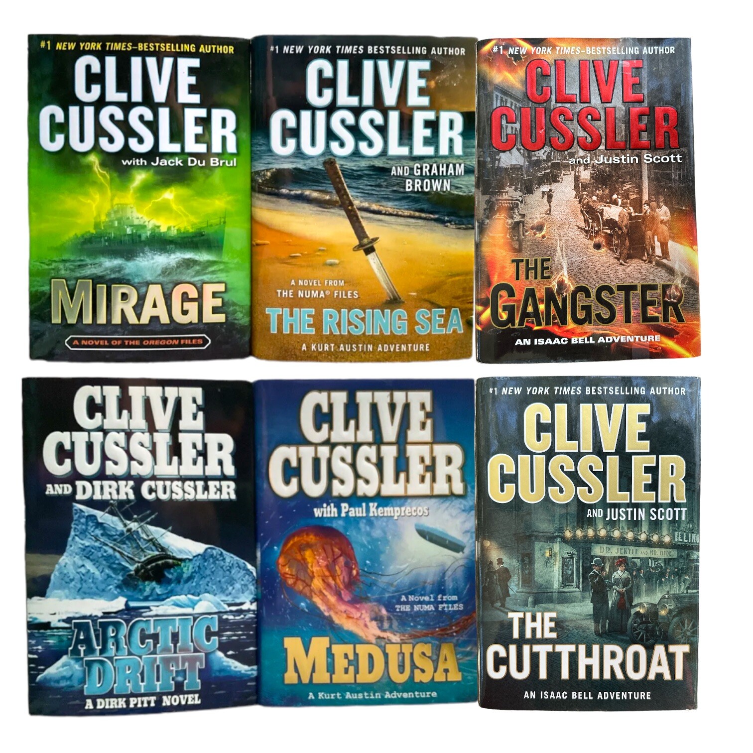 Clive Cussler Lot 6 Hardcover Books: Cutthroat, Mirage, Gangster, and ...