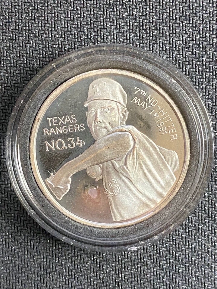 NOLAN RYAN 7TH NO HITTER COMMEMORATIVE SILVER COIN 1 TROY OZ TEXAS ...