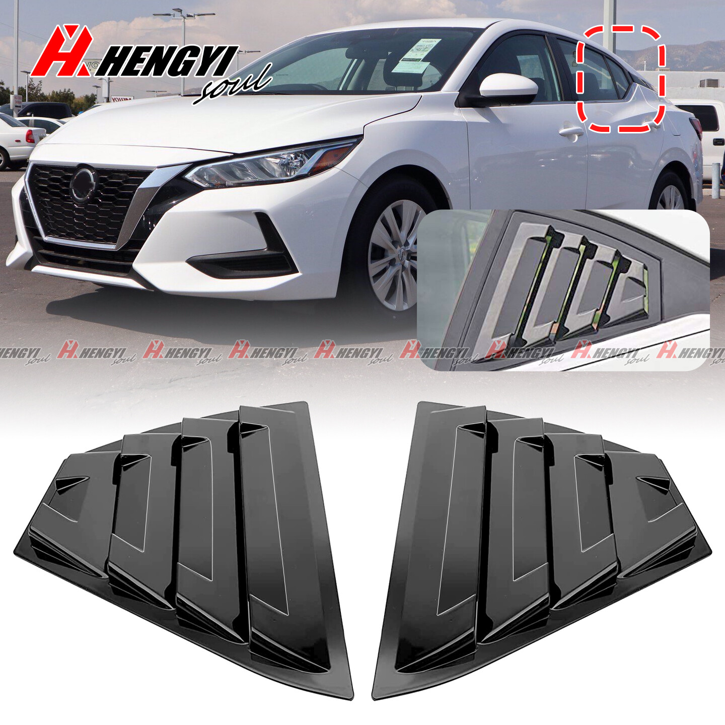 For Nissan Sentra 2020-2023 Gloss Black Rear Vent Window Scoop Louver ...