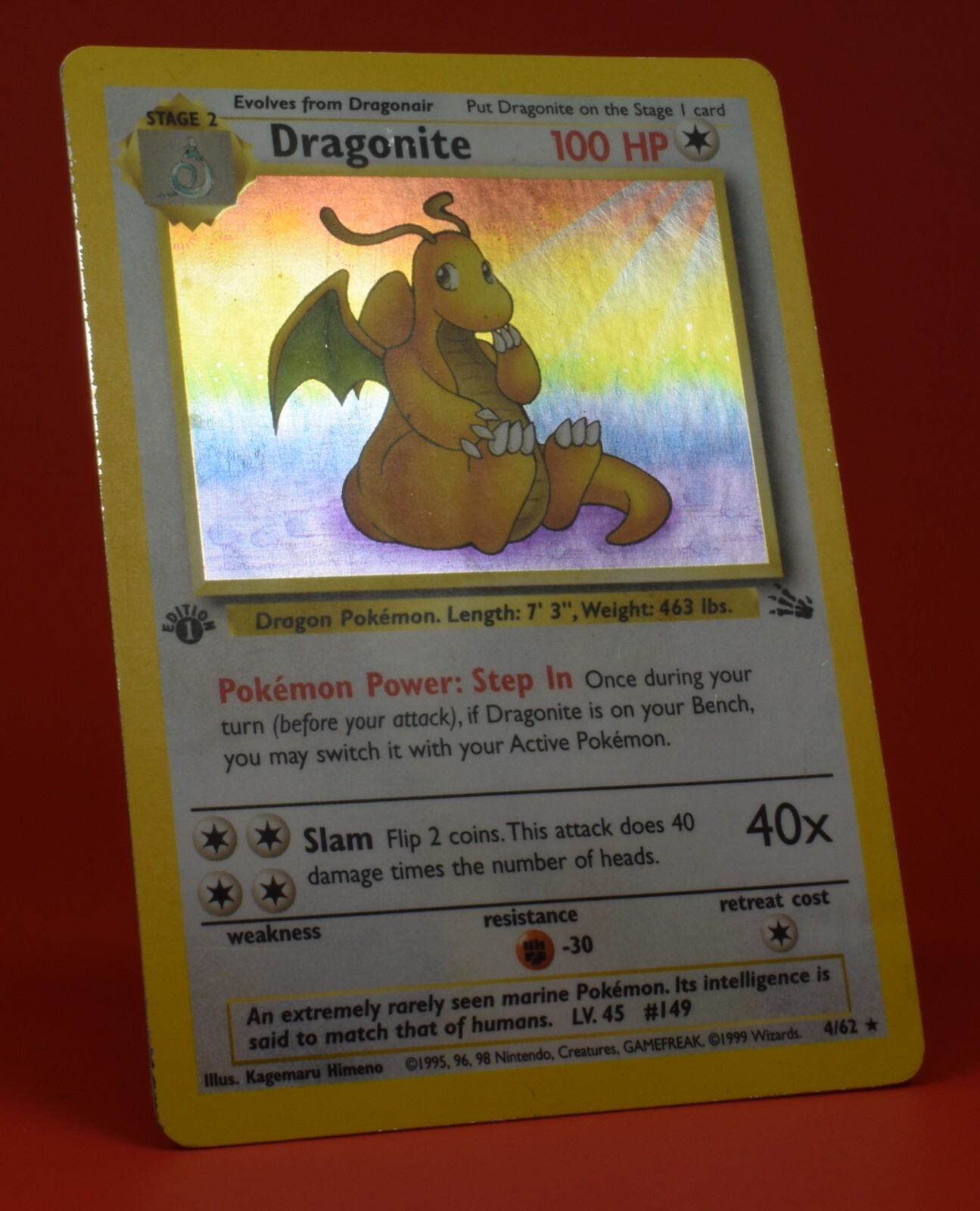 Pokemon TCG WOTC Card English 1st edition Holo Rare Dragonite Fossil ...
