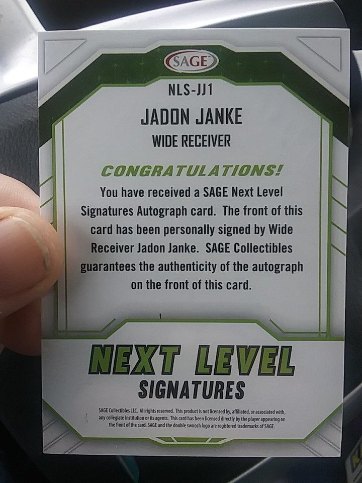 2024 Sage Football Low Series Jadon Janke Next Level /5 Auto Autograph ...