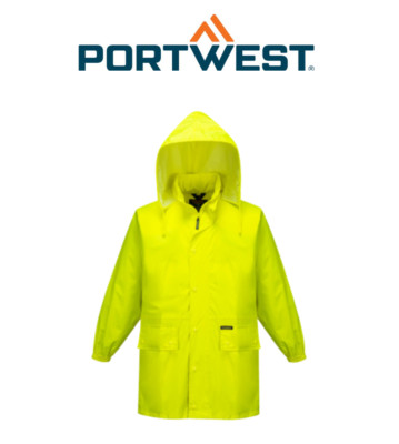 Portwest Mens Wet Weather Hi-Vis Polyester Waterproof Work Jacket Suit ...