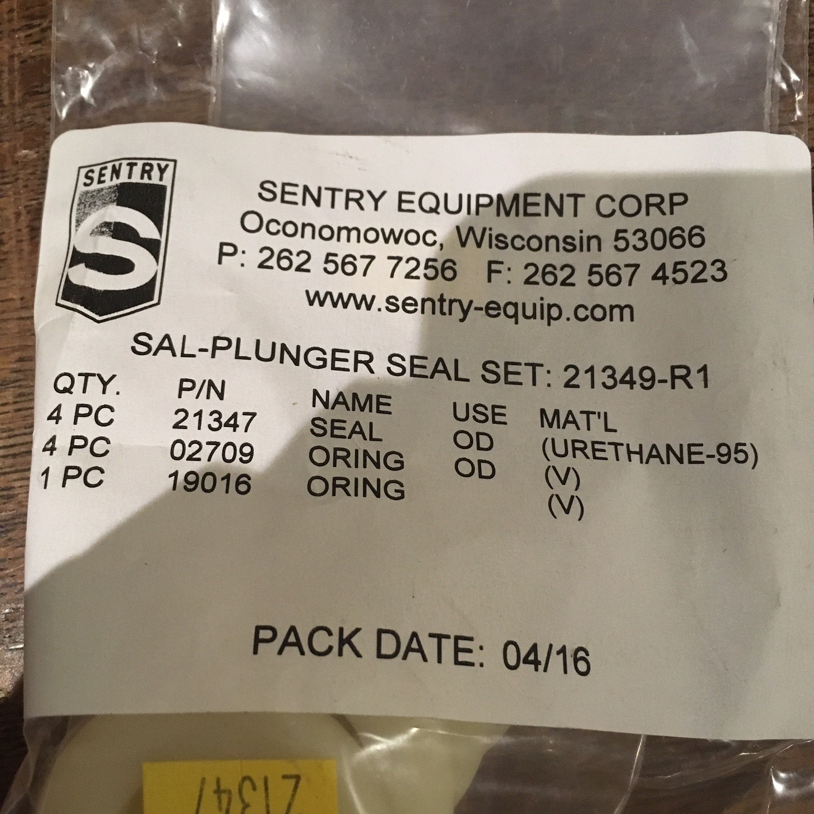 Sentry Equipment SAL Plunger Seal Set 21349-R1 Kit O-Ring Seal Urethane ...