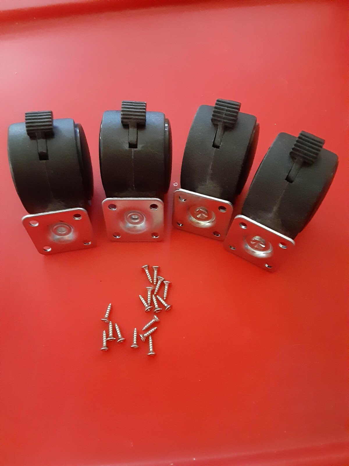 2 Inch Plastic Wheel Metal Top Plate Swivel Brake Casters Black | eBay