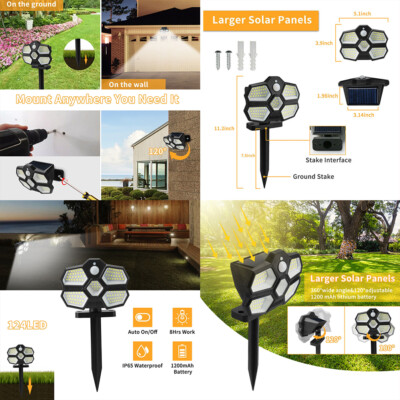US 1 Pcs Solar Panel Spot Light Outdoor Waterproof Garden Landscape ...