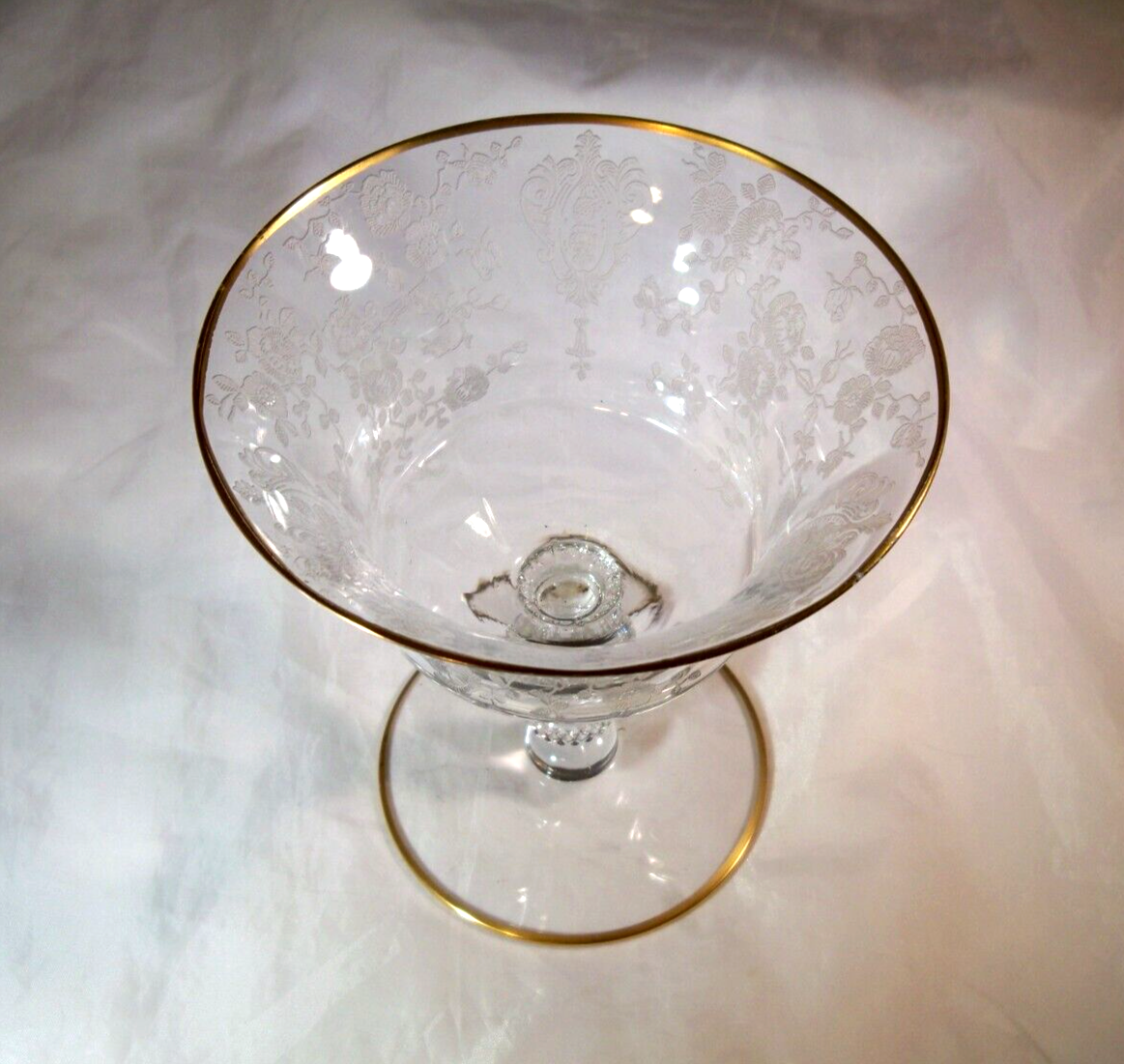 CAMBRIDGE ROSE POINT CRYSTAL GOLD TRIM #3500 4-5/8" TALL 7-OUNCE LOW ...